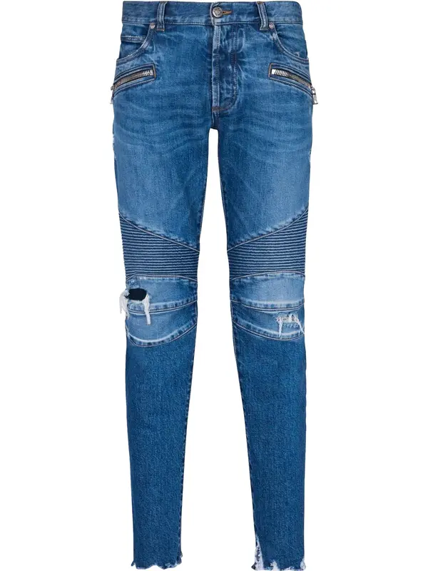Balmain Distressed-effect Slim Jeans - Blue