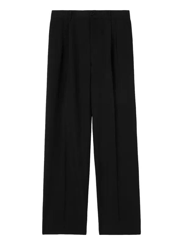 Burberry Wide-leg Pleated Trousers - Black