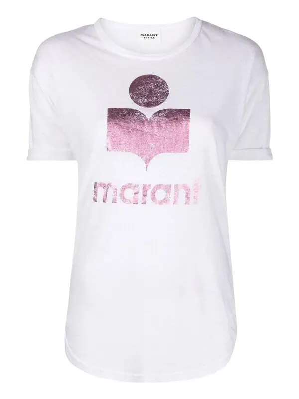 MARANT ETOILE Logo-print Linen T-shirt - White