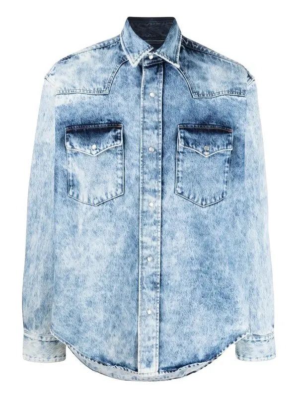 VTMNTS Acid-wash Denim Shirt - Blue