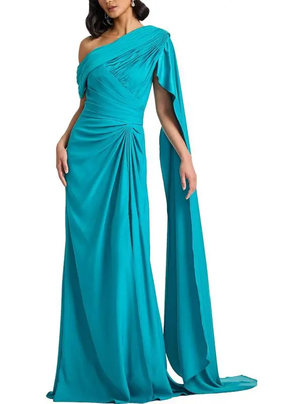 Tadashi Shoji Ember One-shoulder Gown - Teal