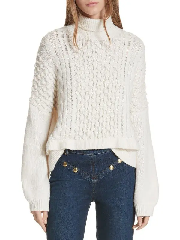 FRAME Popcorn Stitch Wool Blend Sweater - Off White