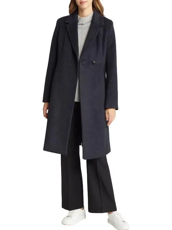 Cole Haan Asymmetric Wool Blend Coat - Charcoal