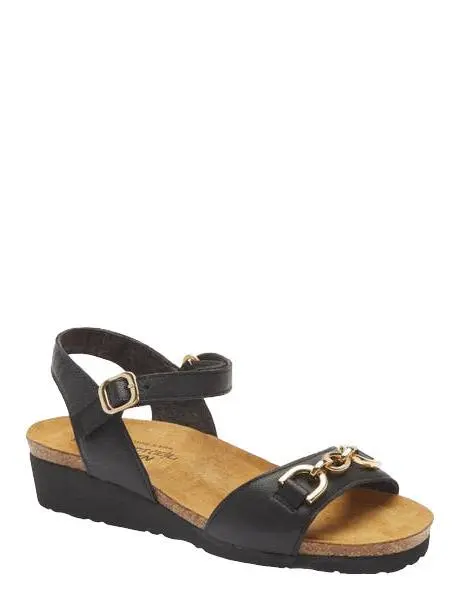 Naot Aubrey Wedge Sandals - Soft Black Leather