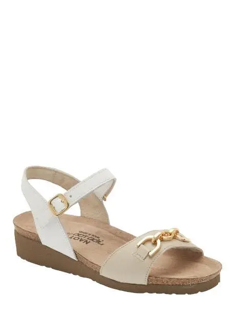 Naot Aubrey Wedge Sandals - Soft Ivory/soft White Leather