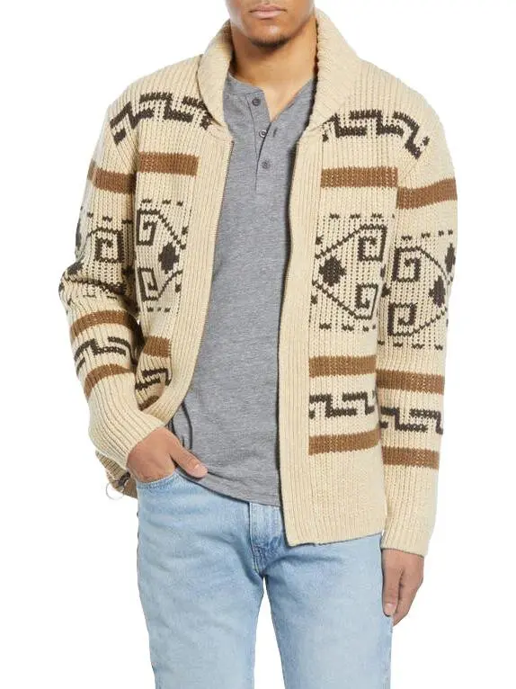 Pendleton Original Westerly Zip-up Lambswool Sweater - Tan/brown