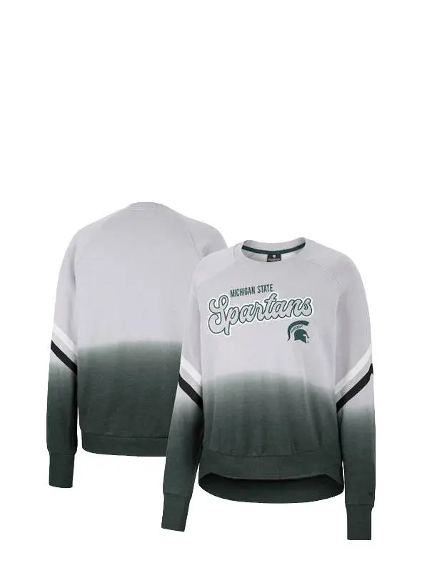 COLOSSEUM Michigan State Spartans Dip-dye Raglan Pullover Sweatshirt - Gray