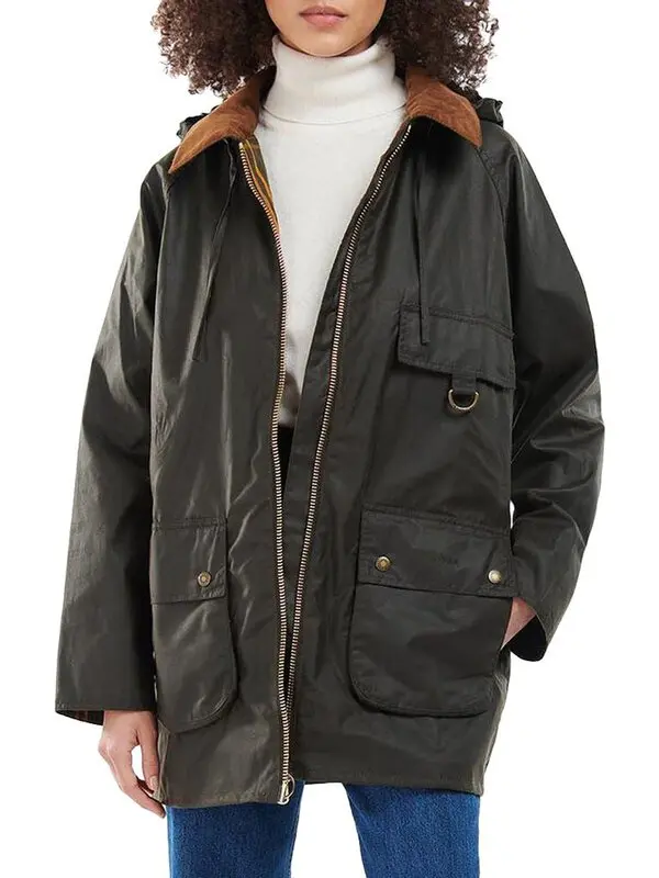 Barbour Highclere Hooded Waxed Jacket - Olive
