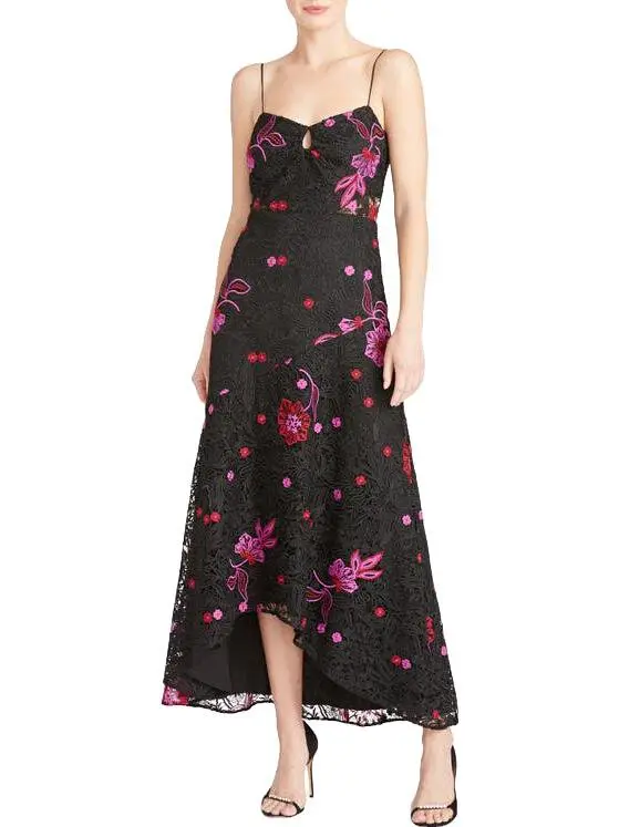 Monique Lhuillier Sleeveless Embroidered Lace A-line Dress - Black Multi