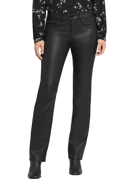 NYDJ Coated Faux Leather Straight Leg Pants - Black Coated
