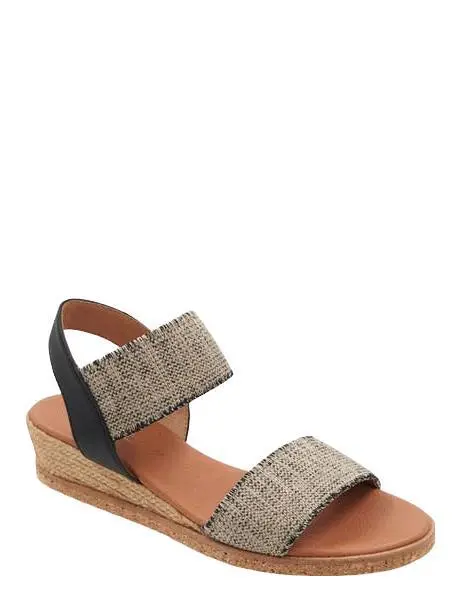 Andre Assous Neveah Espadrille Sandal - Black/ Beige