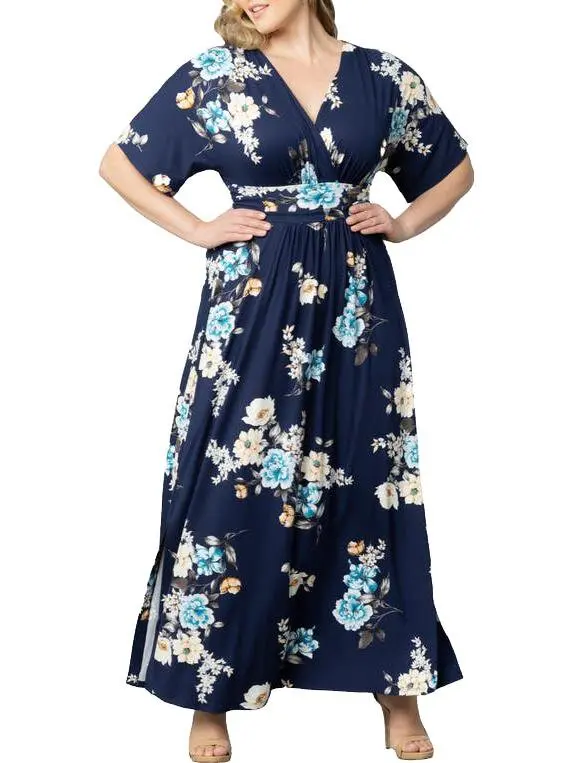 KIYONNA Vienna Maxi Dress - Navy Floral Print