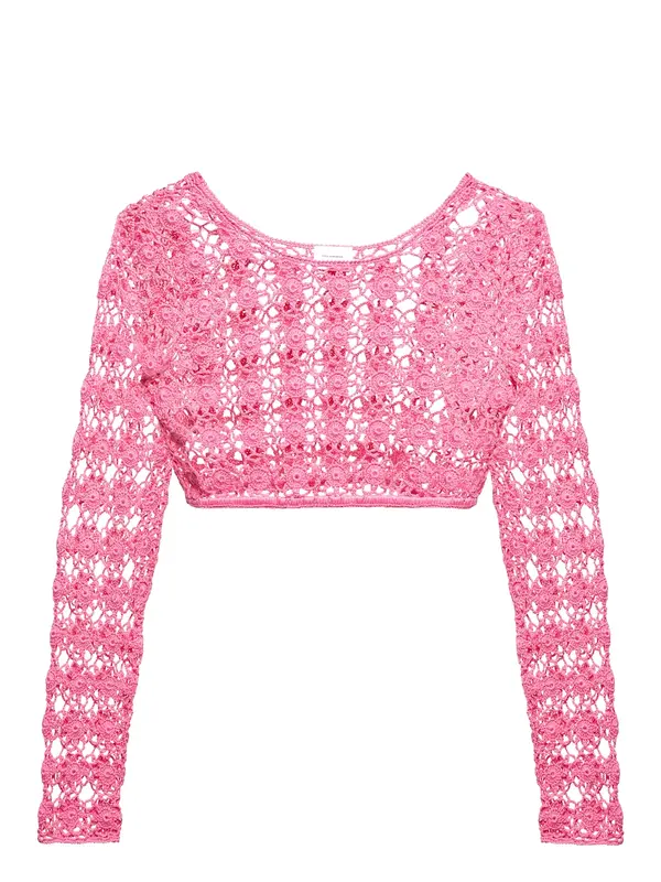 Anna Kosturova Bella Crochet Crop Top - Pink