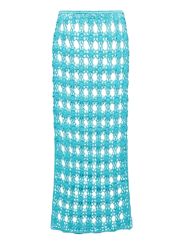 Anna Kosturova Rosette Crochet Maxi Skirt - Blue
