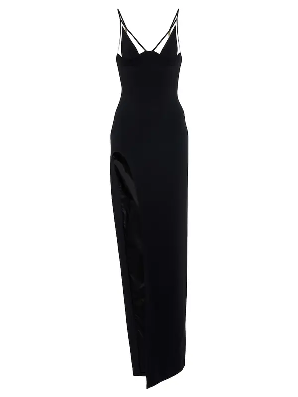 David Koma Mesh-paneled Gown - Black