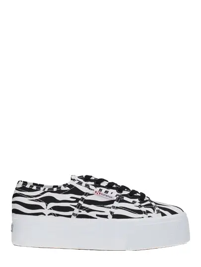 Superga Sneakers With Zebra Print - Black