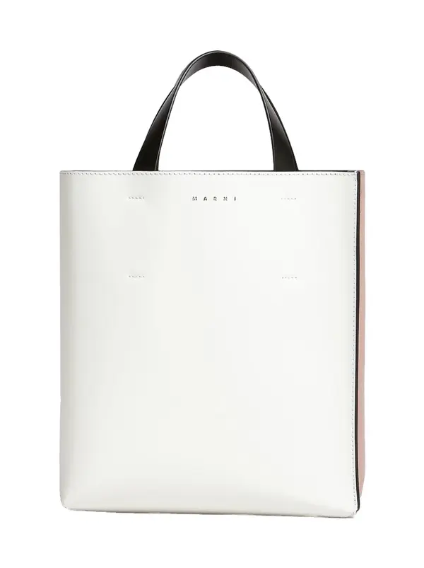 Marni Museo Drawstring Leather Tote - White
