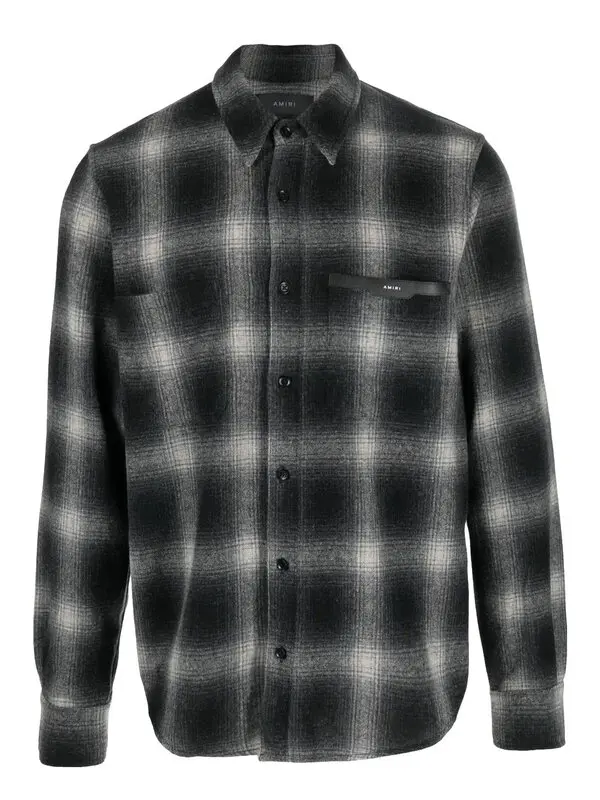 Amiri Logo-patch Check-print Shirt - Black