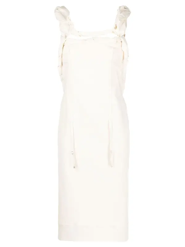 Jacquemus Open-back Ruffle-shoulder Dress - Neutrals