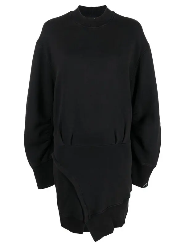 Attico Asymmetric Long-sleeved Jumper Dress - Black