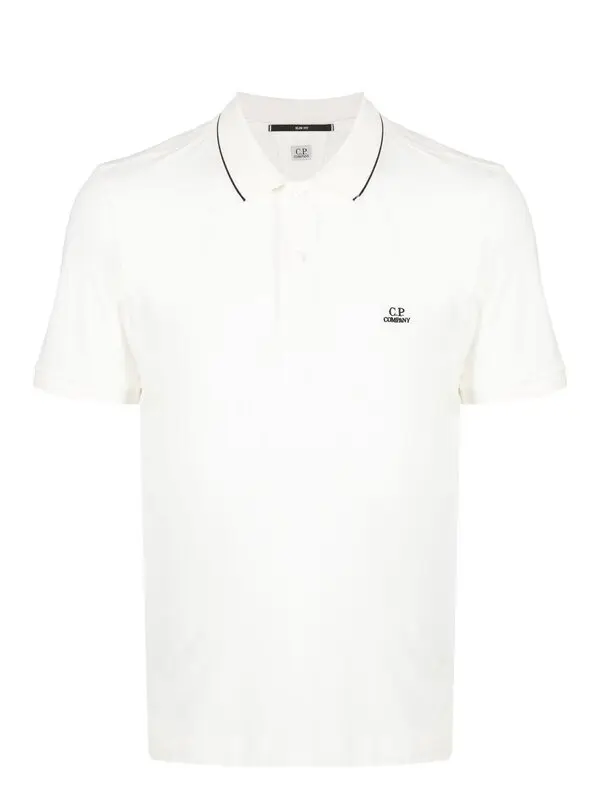C.P. COMPANY Embroidered-logo Polo Shirt - White