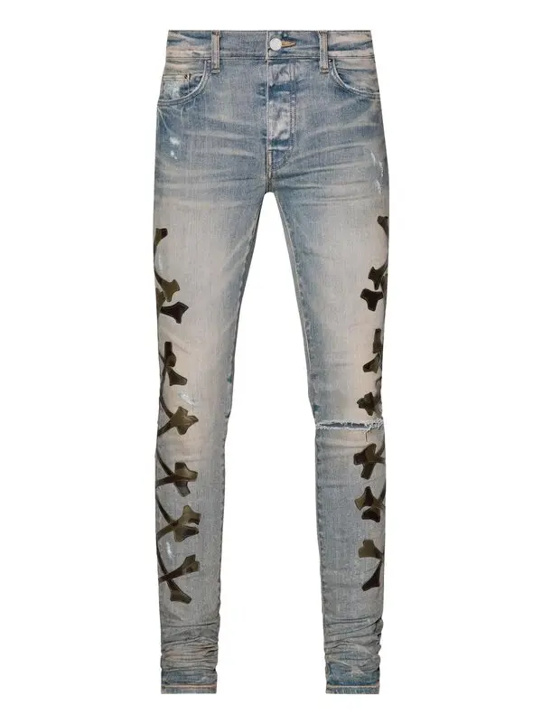 Amiri Camo Bones Skinny Jeans - Blue