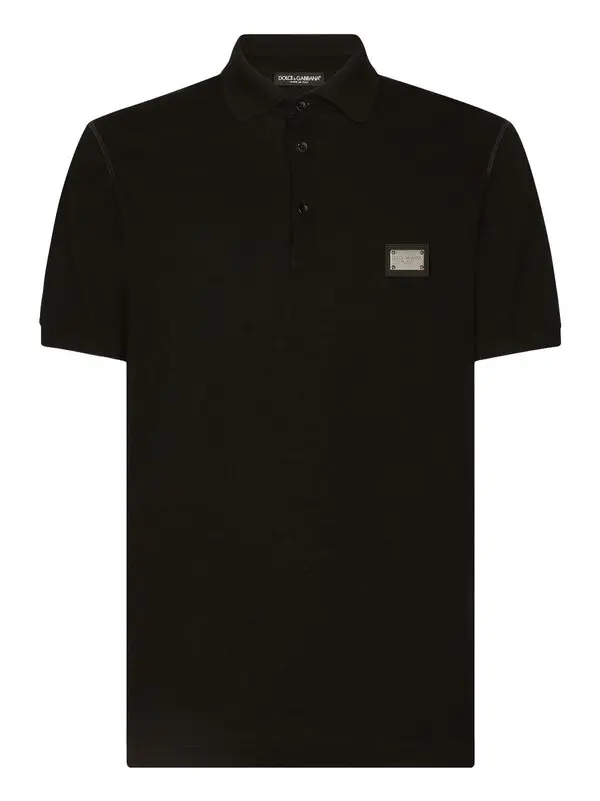 Dolce & Gabbana Logo-tag Piqué Polo Shirt - Black