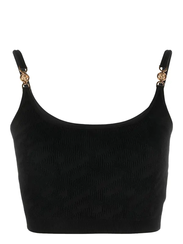 Versace La Greca Medusa '95 Knitted Crop Top - Black