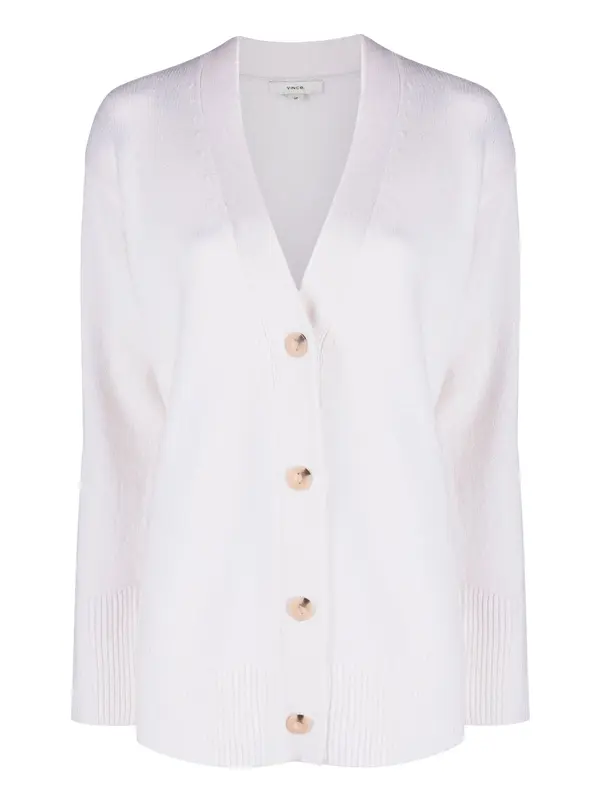 Vince Weekend V-neck Ribbed Cardigan - White