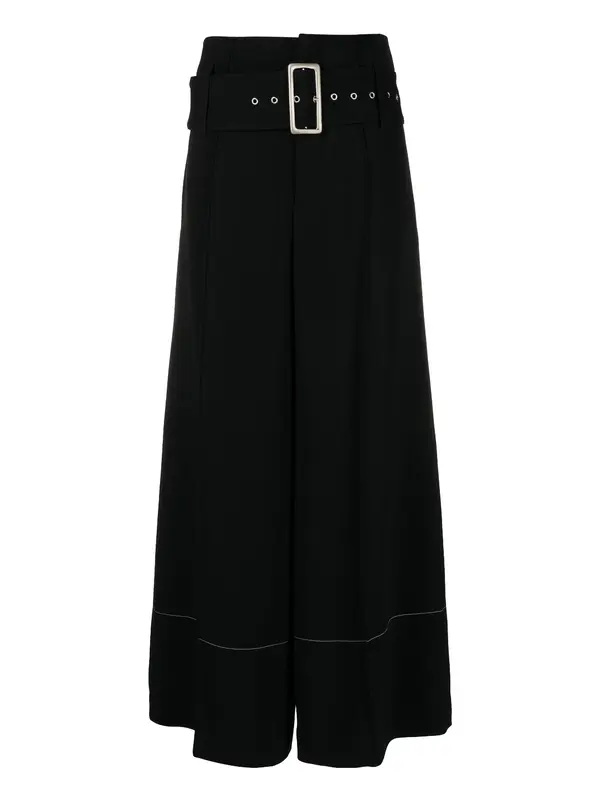 10 CORSO COMO High-waisted Wide-leg Trousers - Black