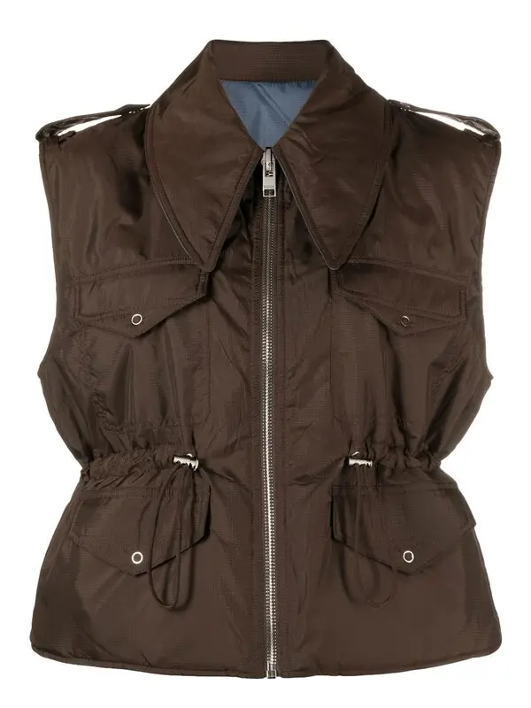 GANNI Sleeveless Drawstring Gilet - Brown