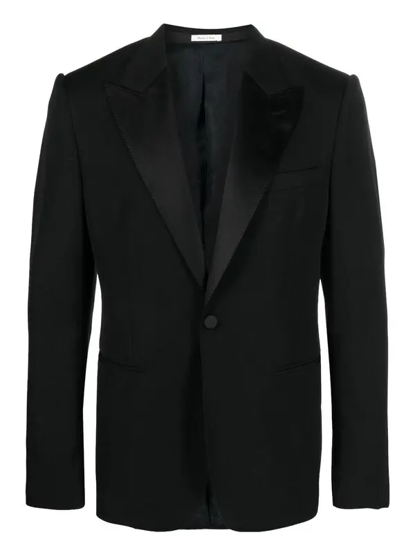 Alexander McQueen Silk Lapels Blazer - Black