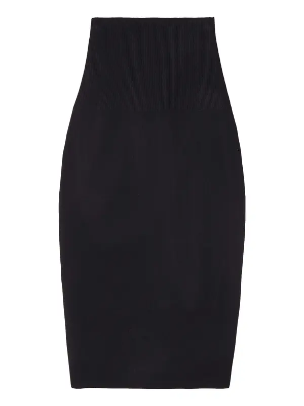 Victoria Beckham Vb Body Ribbed Stretch-knit Midi Skirt - Black