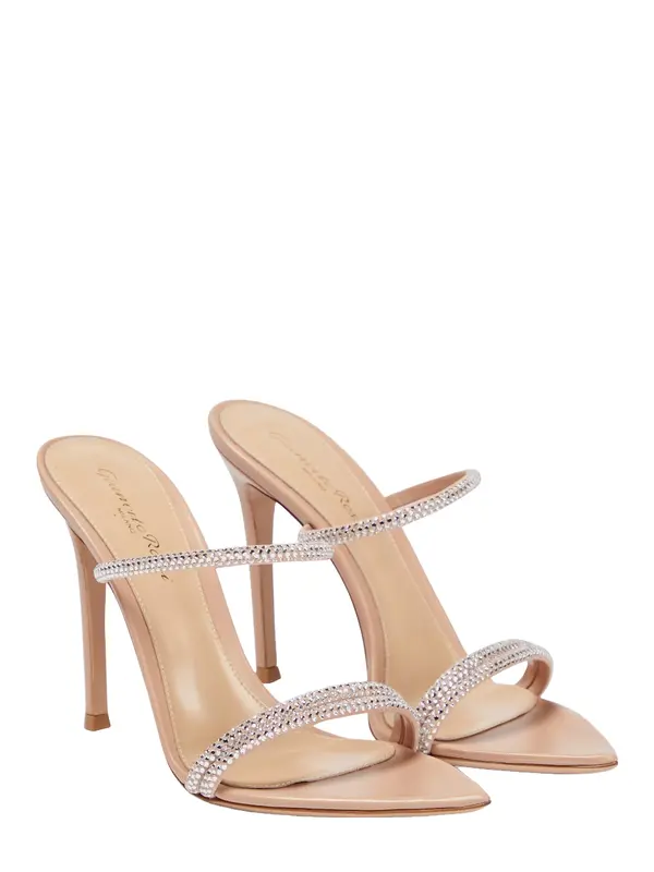 GIANVITO ROSSI Embellished Leather Mules - Pink