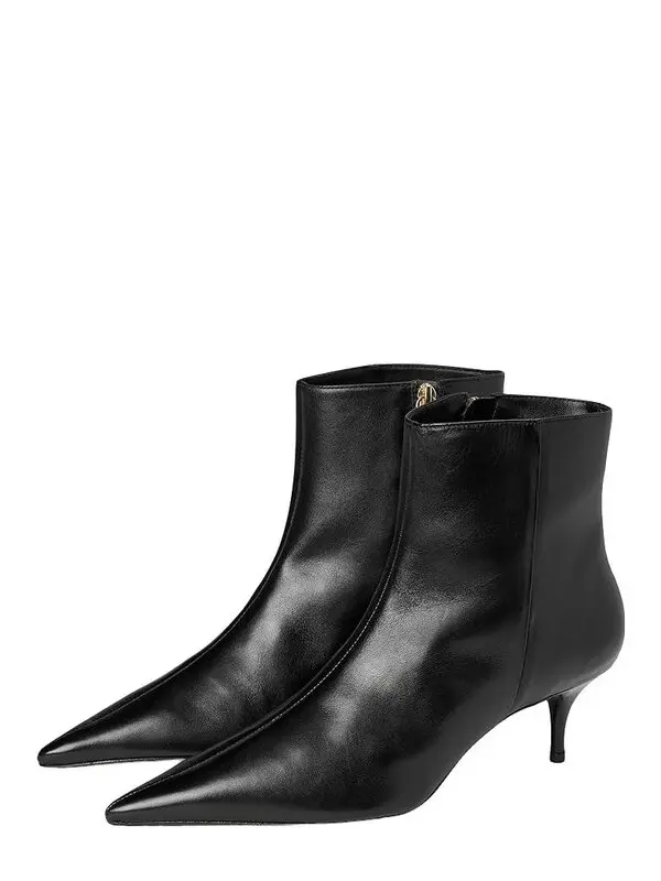 Schutz Mikki Mid Pointed Toe Stiletto Heel Ankle Boots - Black
