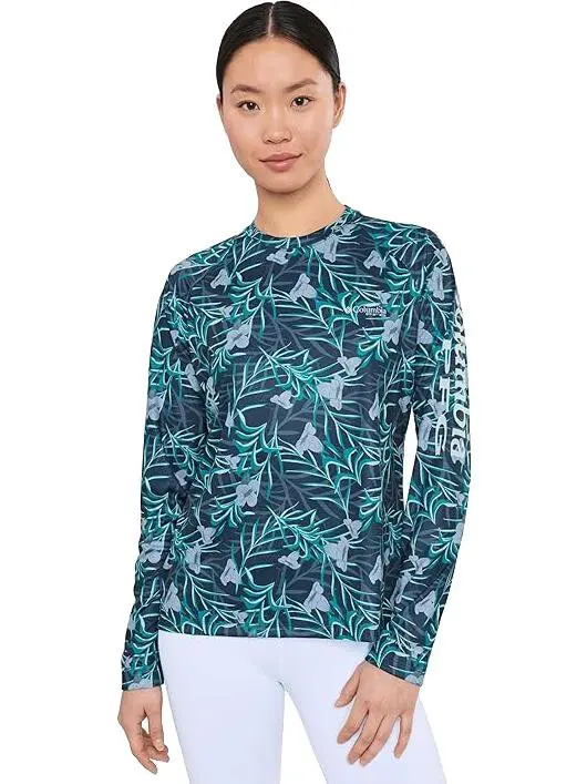 Columbia Pfg Super Tidal Long Sleeve Shirt With Tropical Print - Blue