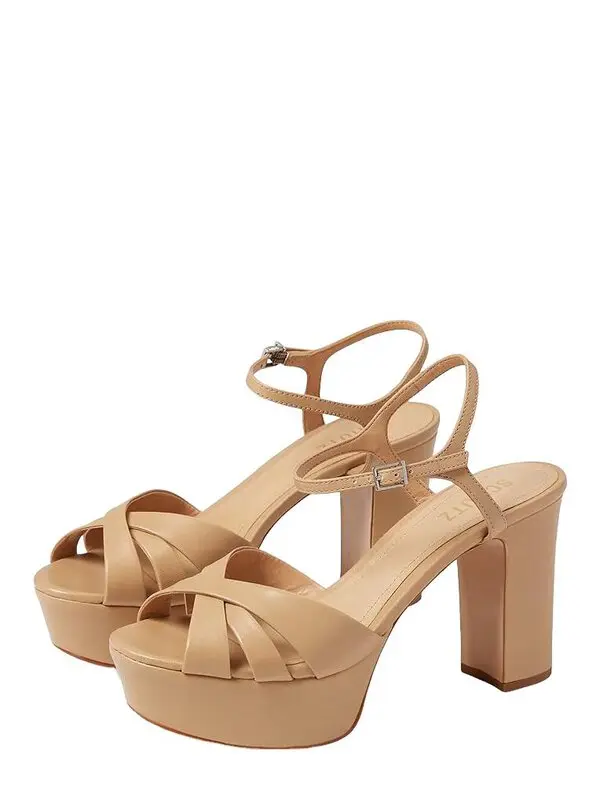 Schutz Keefa High Heel Platform Sandals - Beige