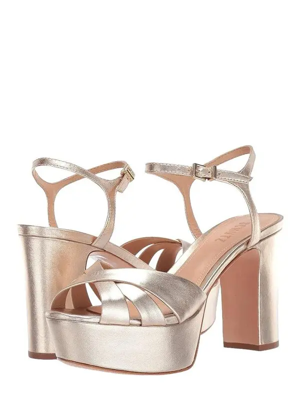 Schutz Keefa High Heel Platform Sandals - Gold
