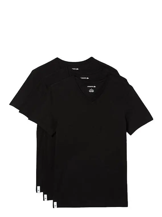 Lacoste 3-pack V-neck Slim Fit Essential T-shirt Clothing - Black