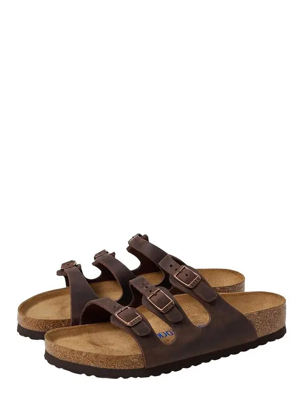 BIRKENSTOCK Florida Soft Footbed Oiled Leather Sandals - Brown
