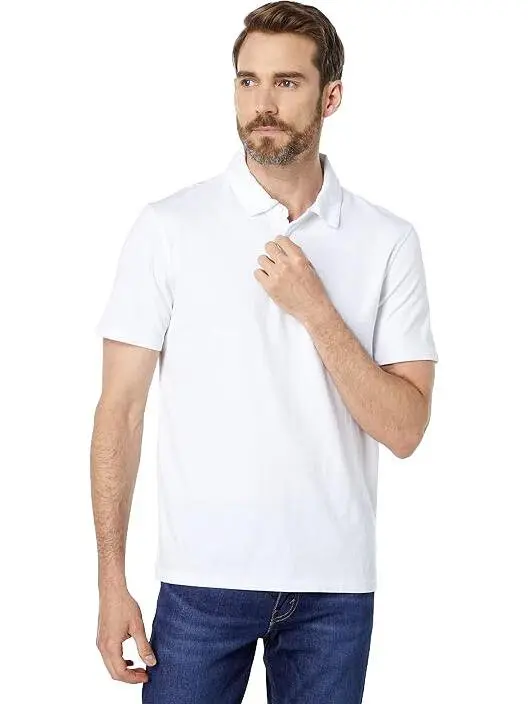 Vince Garment Dye Short Sleeve Polo Clothing Optic - White