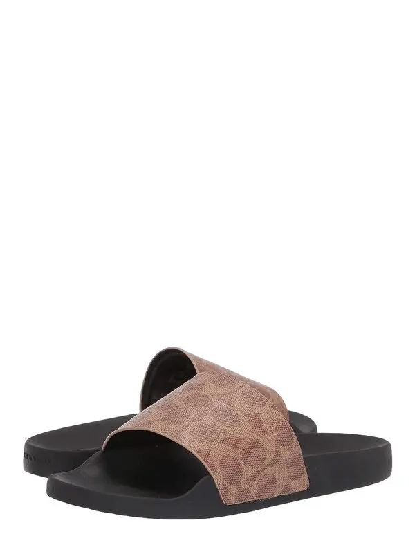 COACH Udele Signature Print Slide Sandals - Tan