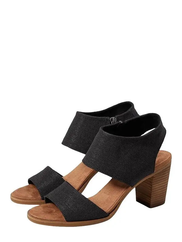 Toms Majorca Cutout Block Heel Sandals - Black