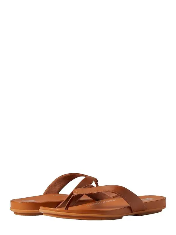 Fitflop Gracie Leather Flip Flops - Tan