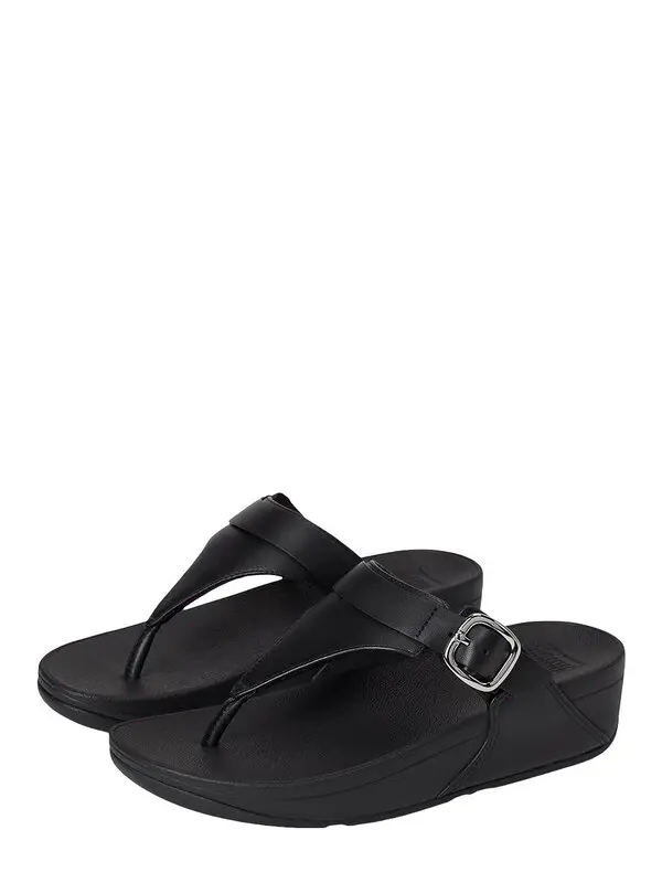 Fitflop Lulu Adjustable Leather Toe Post Sandals - Black