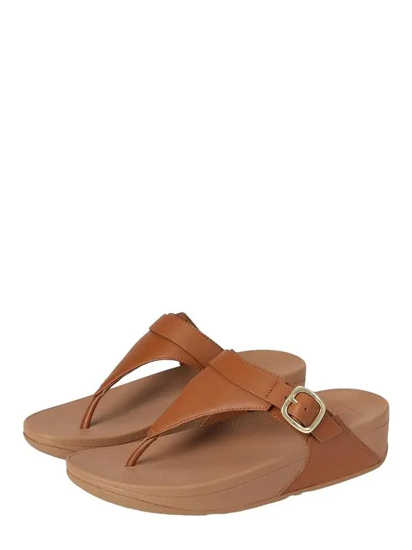 Fitflop Lulu Adjustable Leather Toe Post Sandals - Tan