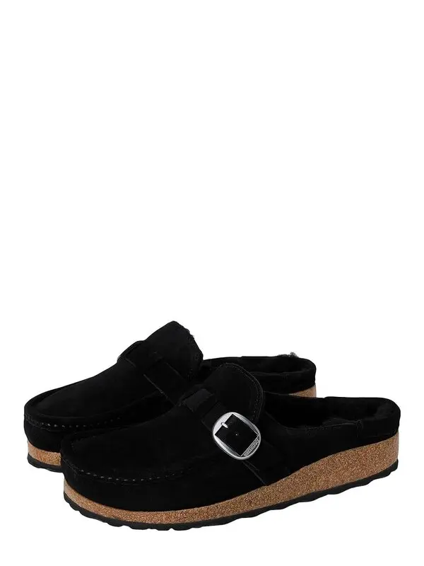 BIRKENSTOCK Buckley Shearling Suede Mule Shoes - Black