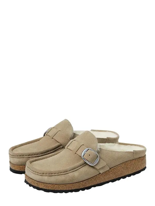 BIRKENSTOCK Buckley Shearling Suede Mule Shoes - Taupe