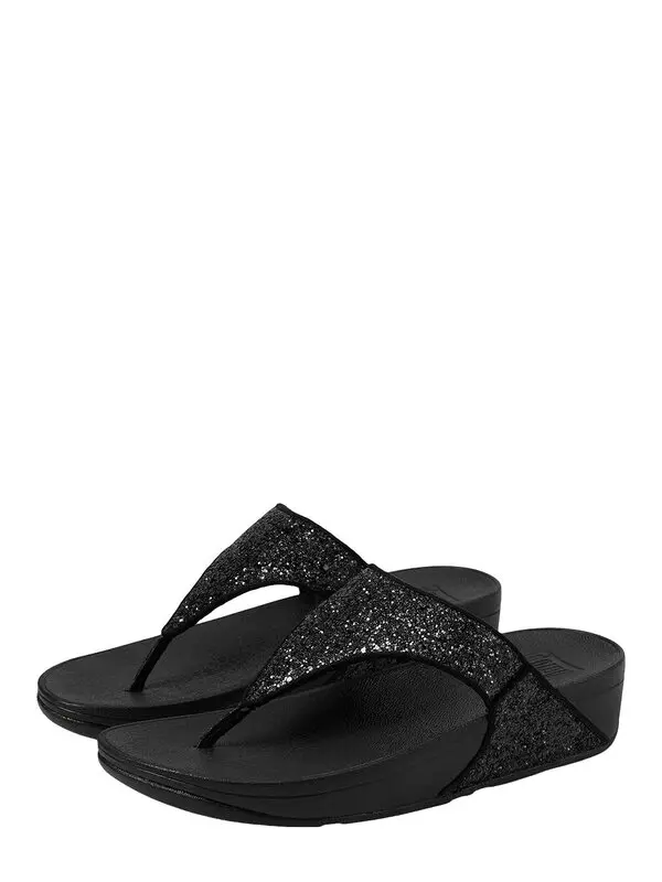 Fitflop Lulu Glitter Toe-thong Sandals - Black