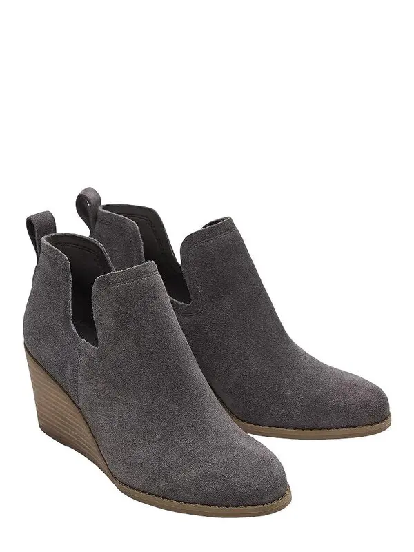 Toms Kallie Suede Wedge Ankle Boots - Gray